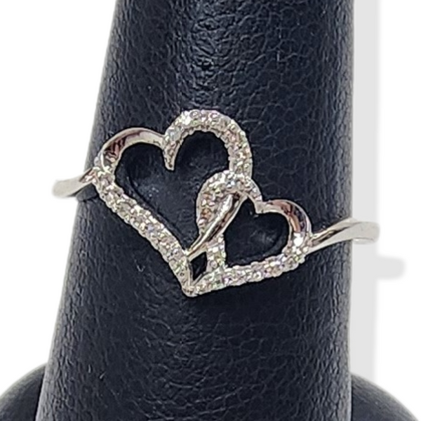 14kt White Gold Double Heart Diamond Ring – John Fish Jewelers